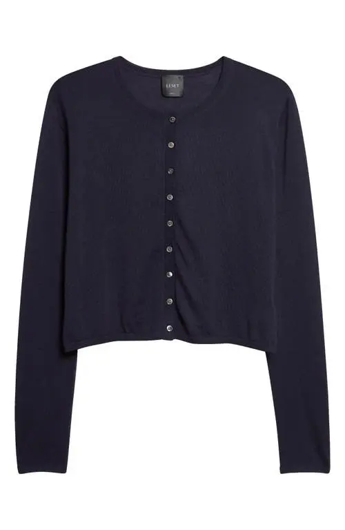 LESET James Merino Wool Crewneck Cardigan - Midnight