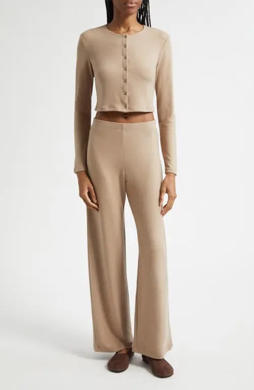 LESET Lauren Wide-leg Knit Pants - Sable