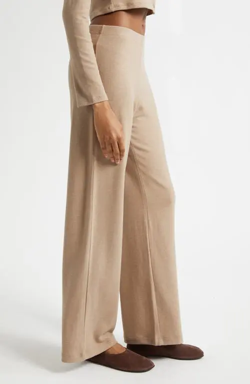 LESET Lauren Wide-leg Knit Pants - Sable