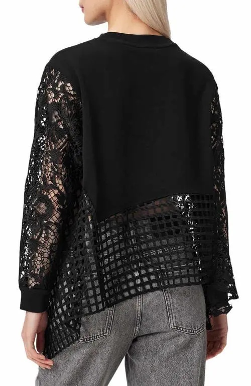 ALLSAINTS Malorie Long Sleeve Lace Shirt - Black