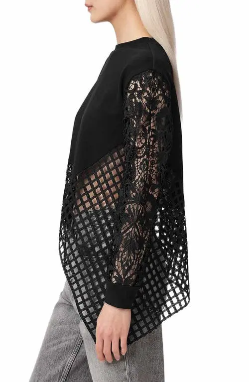 ALLSAINTS Malorie Long Sleeve Lace Shirt - Black