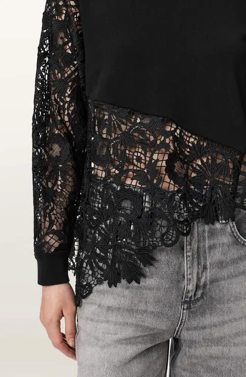 ALLSAINTS Malorie Long Sleeve Lace Shirt - Black