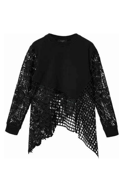 ALLSAINTS Malorie Long Sleeve Lace Shirt - Black