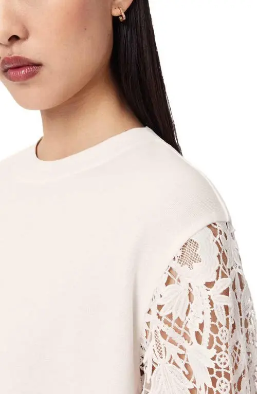 ALLSAINTS Malorie Long Sleeve Lace Shirt - White
