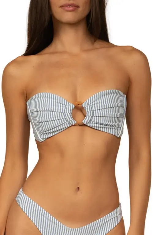MONTCE Tori Stripe Strapless Bikini Top - Classic Blue Stripe