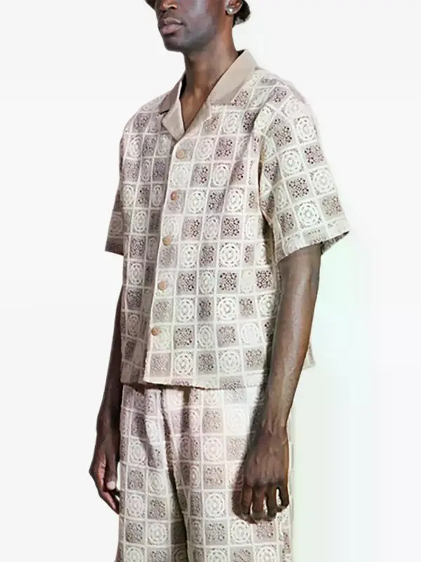 MAISON HIDEOUT Flower Pattern Crochet Shirt