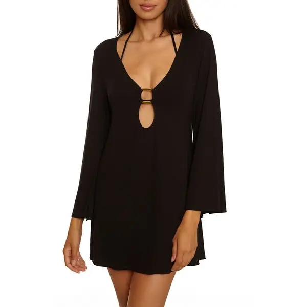 BECCA By Rebecca Virtue Beach To Bbq Long Sleeve Cover-up Tunic - Black