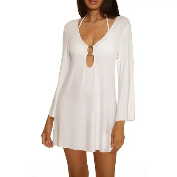 BECCA By Rebecca Virtue Beach To Bbq Long Sleeve Cover-up Tunic - White