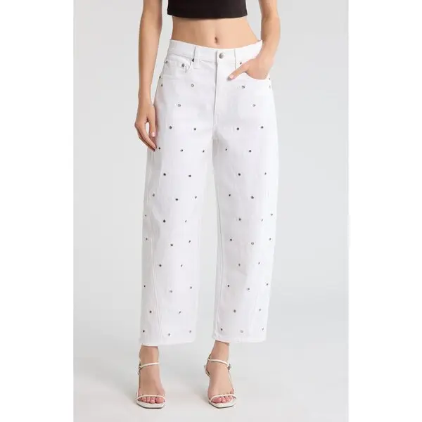 DAZE Westward Grommet-embellished High-waist Barrel Leg Jeans