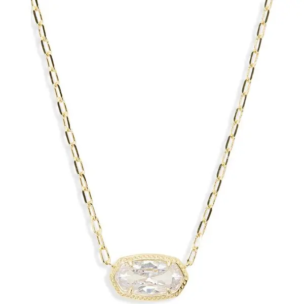 Kendra Scott Elisa Luxe Short Pendant Necklace - Gold White Cubic Zirconia