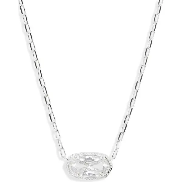 Kendra Scott Elisa Luxe Short Pendant Necklace - Silver White Cubic Zirconia