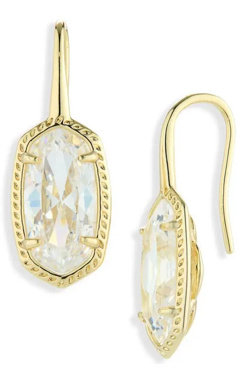 Kendra Scott Lee Luxe Drop Earrings - Gold White Cubic Zirconia