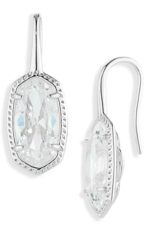 Kendra Scott Lee Luxe Drop Earrings - Silver White Cubic Zirconia