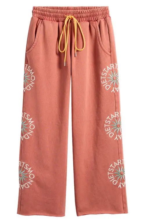 DIET STARTS MONDAY Sol Embroidered Wide Leg Sweatpants