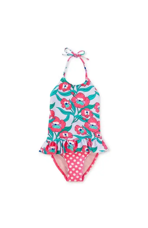 TEA COLLECTION Peplum One-piece Swimsuit - Nouveau Poppy