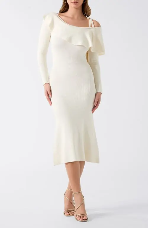 Guess Ambrosia One-shoulder Knit Midi Dress - Natural