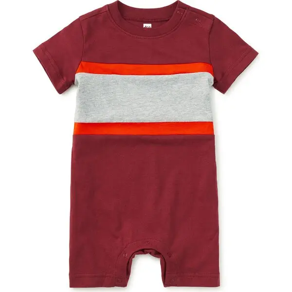 TEA COLLECTION Colorblock Baby Romper - Sangria