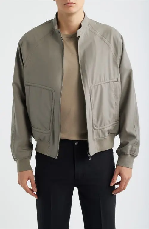 Emporio Armani Virgin Wool Zip Bomber Jacket - Grey