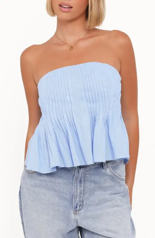 PETAL & PUP Cagnes Pintuck Pleat Strapless Top - Blue