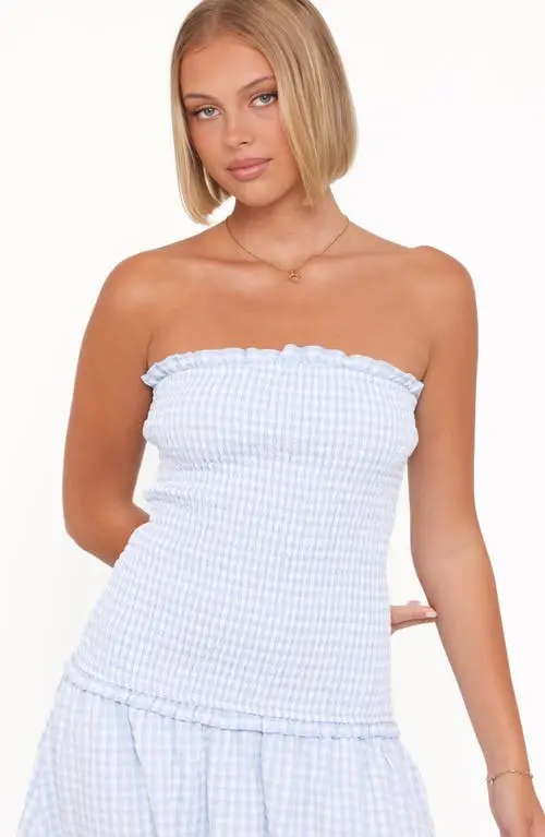 PETAL & PUP Gingham Smocked Strapless Maxi Dress