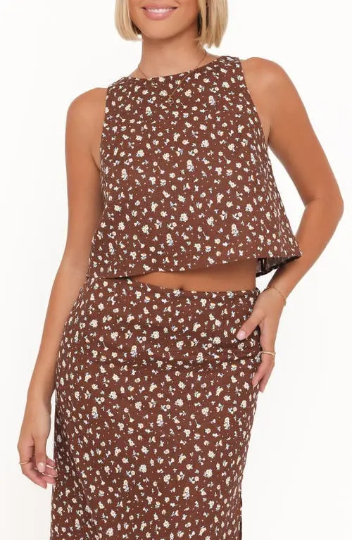 PETAL & PUP Madison Floral Crop Tank - Brown Floral