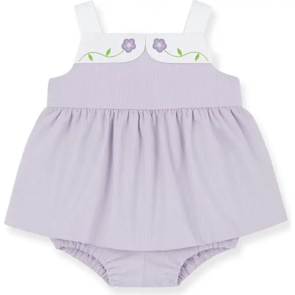 FLORENCE EISEMAN Pincord Romper With Floral Appliqu - Lavender/white