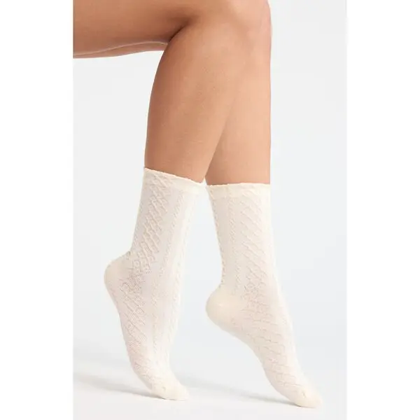 Bp. Cable Knit Crew Socks - Ivory