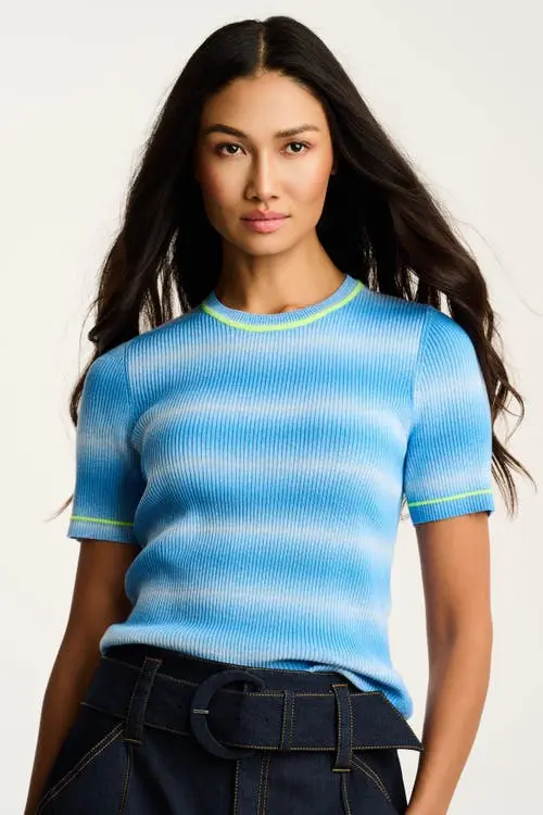 Lisa Todd Fade In Rib Knit Pullover - Blue Burst