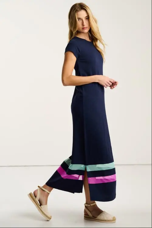 Lisa Todd Cotton T-shirt Dress With Mesh Inserts