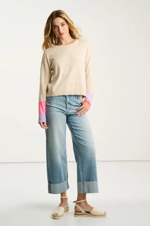 Lisa Todd Block Party Cotton Sweater - Almond