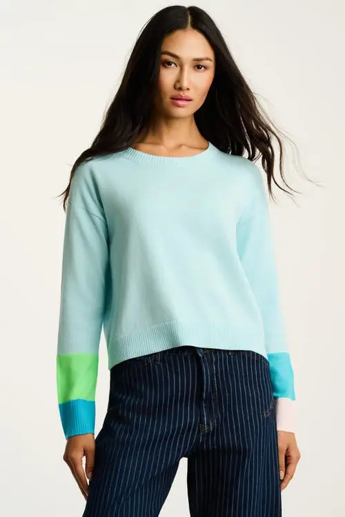 Lisa Todd Block Party Cotton Sweater - Aqua