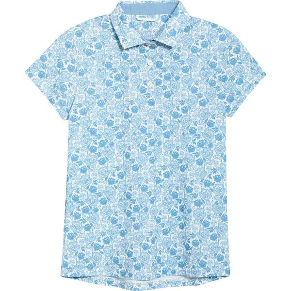 SWANNIES Melissa Print Golf Polo - Blue Shadow