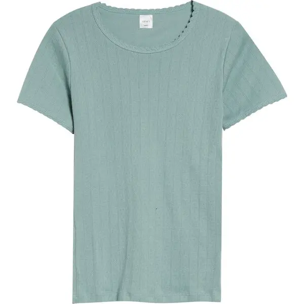 LESET Cotton Pointelle Slim Fit T-shirt - Eucalyptus