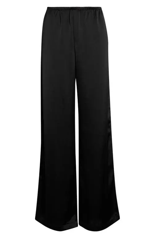 LESET Barb Wide Leg Satin Pants - Black