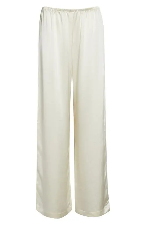LESET Barb Wide-leg Satin Pants - Creme