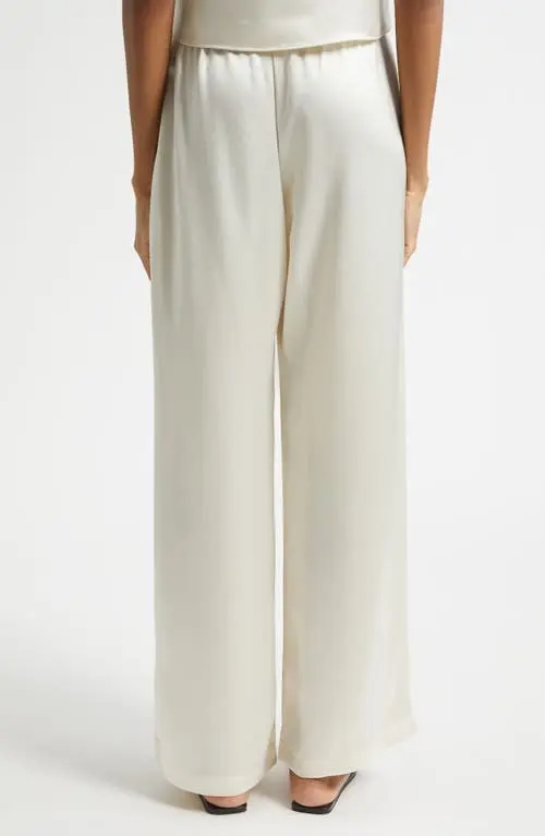 LESET Barb Wide Leg Satin Pants - Creme