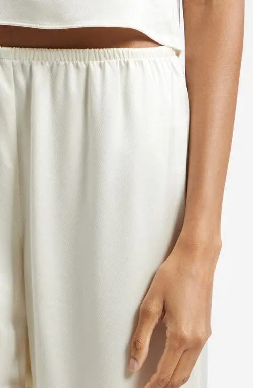 LESET Barb Wide Leg Satin Pants - Creme
