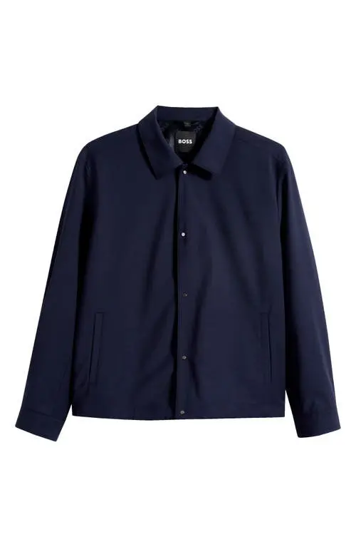 BOSS Carper Virgin Wool Blend Shirt Jacket - Dark Blue