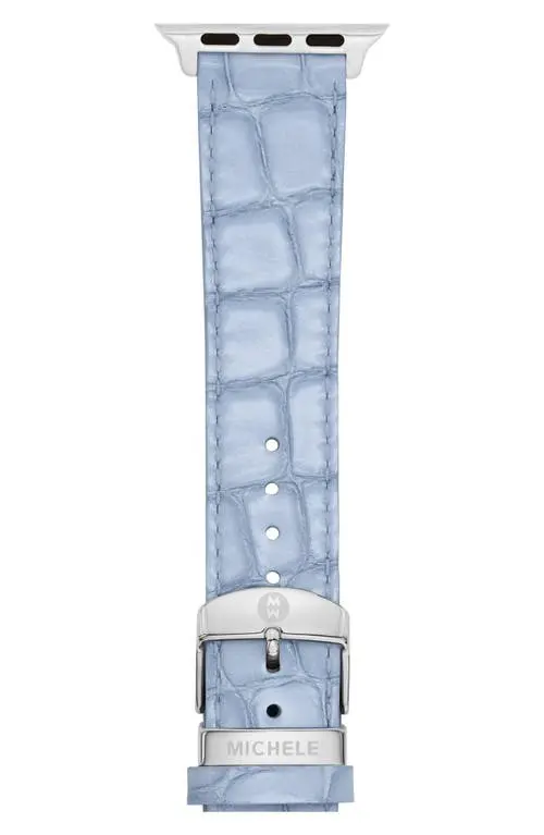 Michele Croc-embossed Leather Watchband - Blue