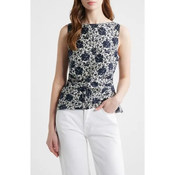 Madewell Cinched Boat-neck Sleeveless Linen Top