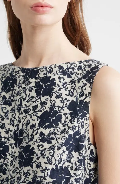 Madewell Cinched Boat-neck Sleeveless Linen Top