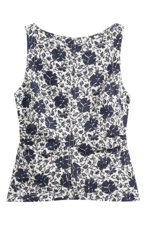 Madewell Cinched Boat-neck Sleeveless Linen Top