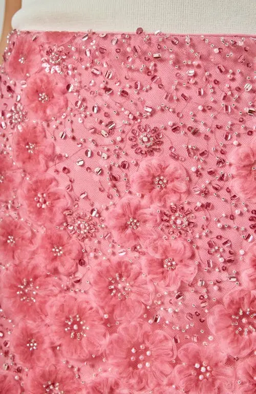Endless Rose Floral Sequin Mini Skirt - Raspberry