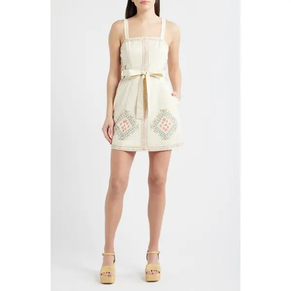 CIEBON Caracola Embroidered Cotton Minidress