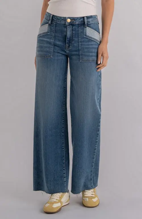 Kut From The Kloth Maya High-waist Wide-leg Jeans With Raw Hem - Blue