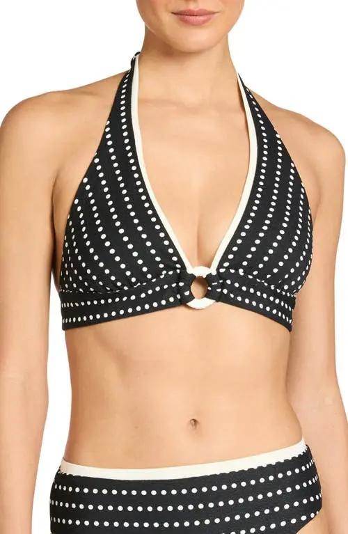 Robin Piccone Millie Halter Bikini Top - Black/ecru