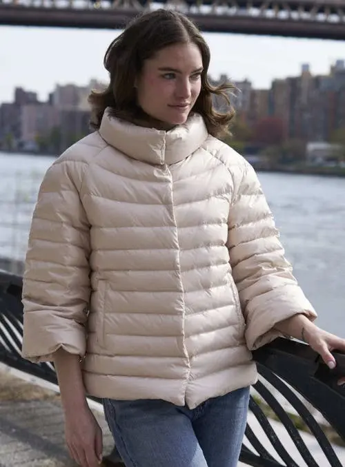 BLUE DUCK Cropped Goose Down Jacket - Beige