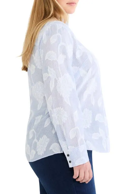 NIC+ZOE Sky Stripe Jacquard Popover Top
