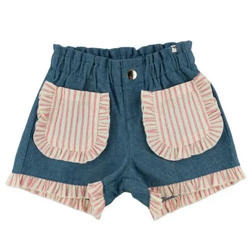 OH BABY! Denim Libby Ruffle Short - Medium Wash