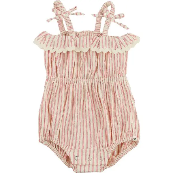 OH BABY! Stripe Harriet Romper - Red Cherry